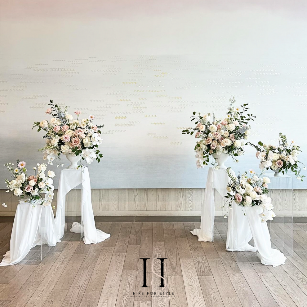 Plinths, Florals & Chairs Wedding Package – Hire For Style