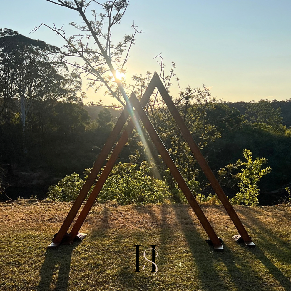 Wooden Triangle Pair Wedding Arbour Hire – Hire For Style