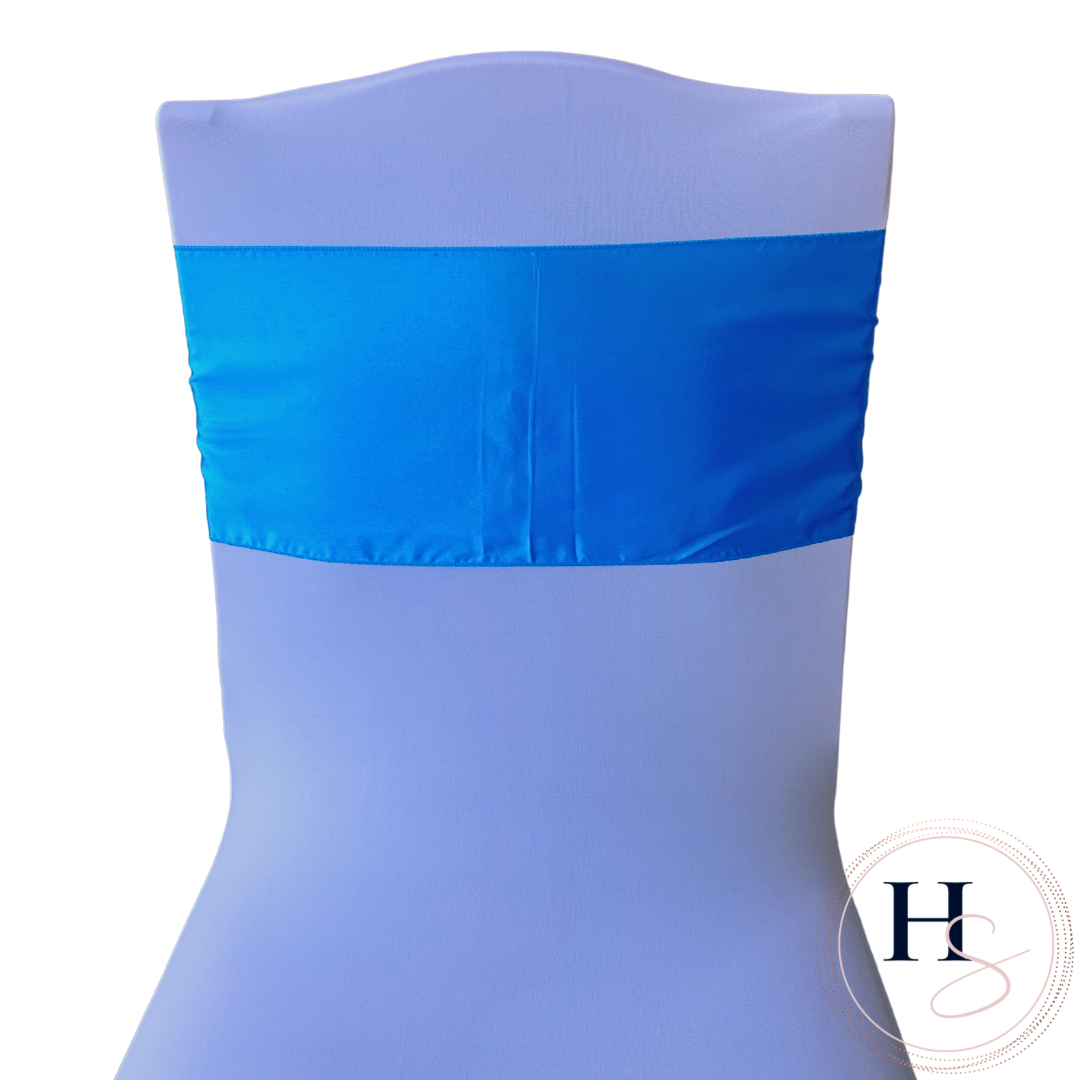 Bright Blue Satin Chair Sash HIRE – Hire For Style
