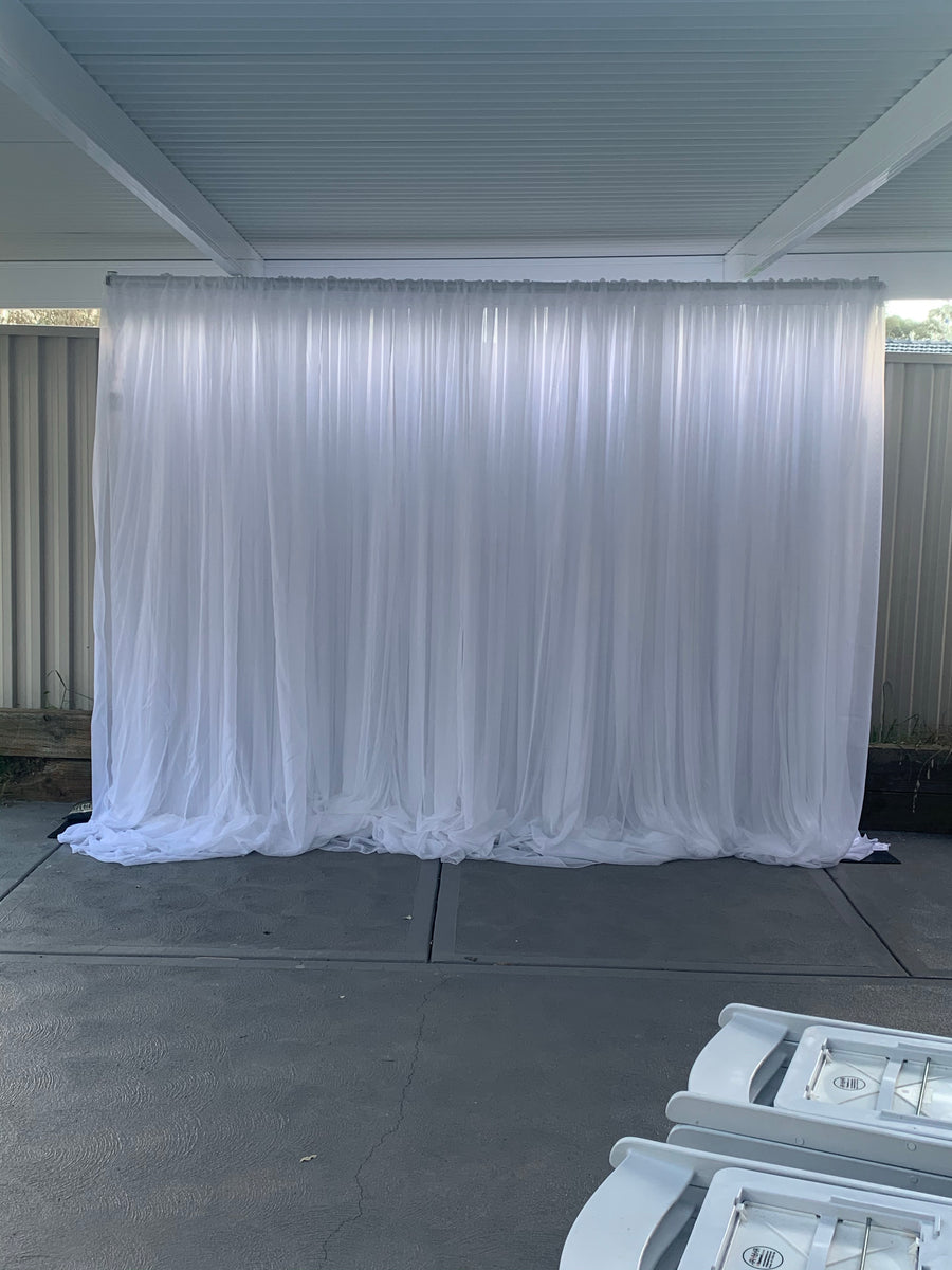 White Sheer Freestanding Event Backdrop HIRE – Hire For Style