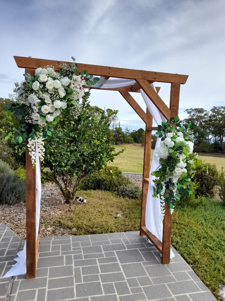 Wooden Arbour with artificial Flower Arrangement HIRE – Hire For Style