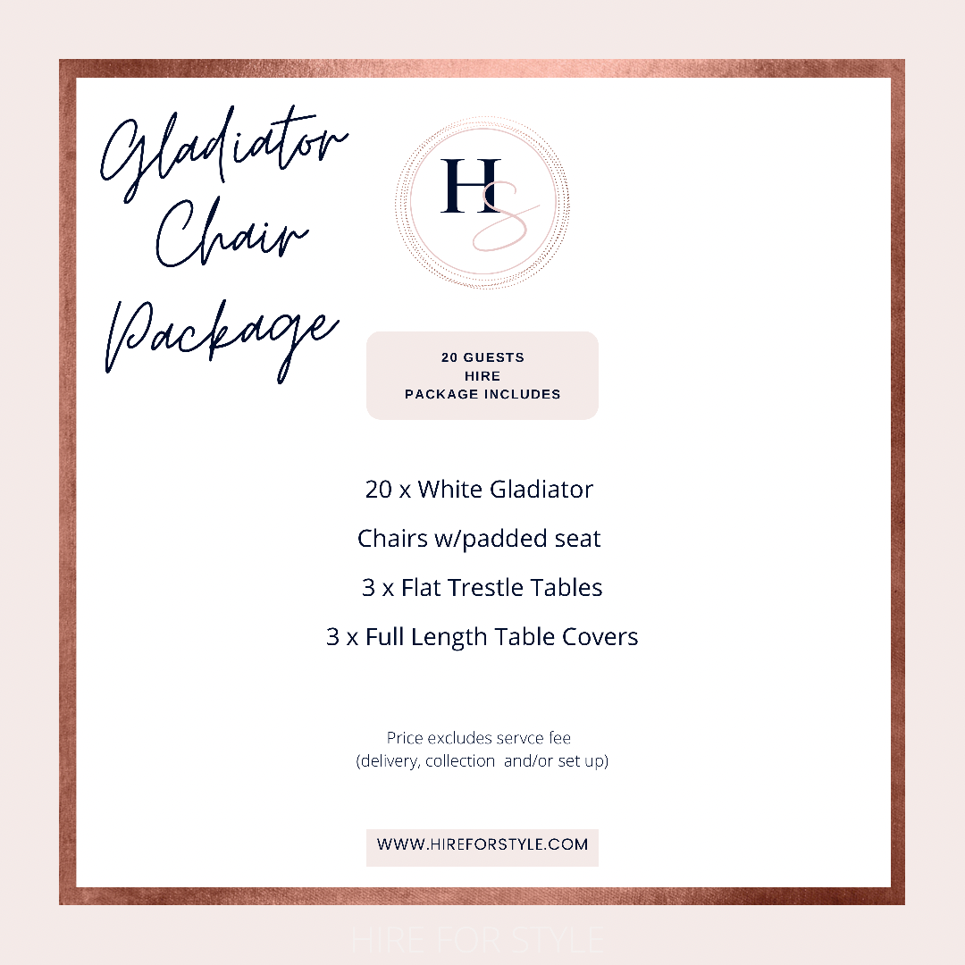 Hire Gladiator Chairs & Tables for 20 Guests | Hire For Style